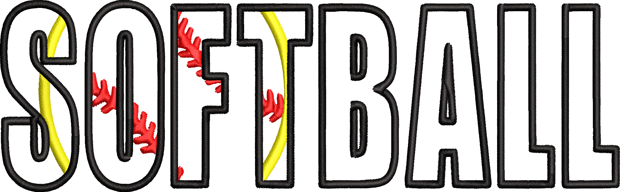 SOFTBALL APPLIQUE 7 INCHES – ULTIMATE CUSTOM DESIGNS